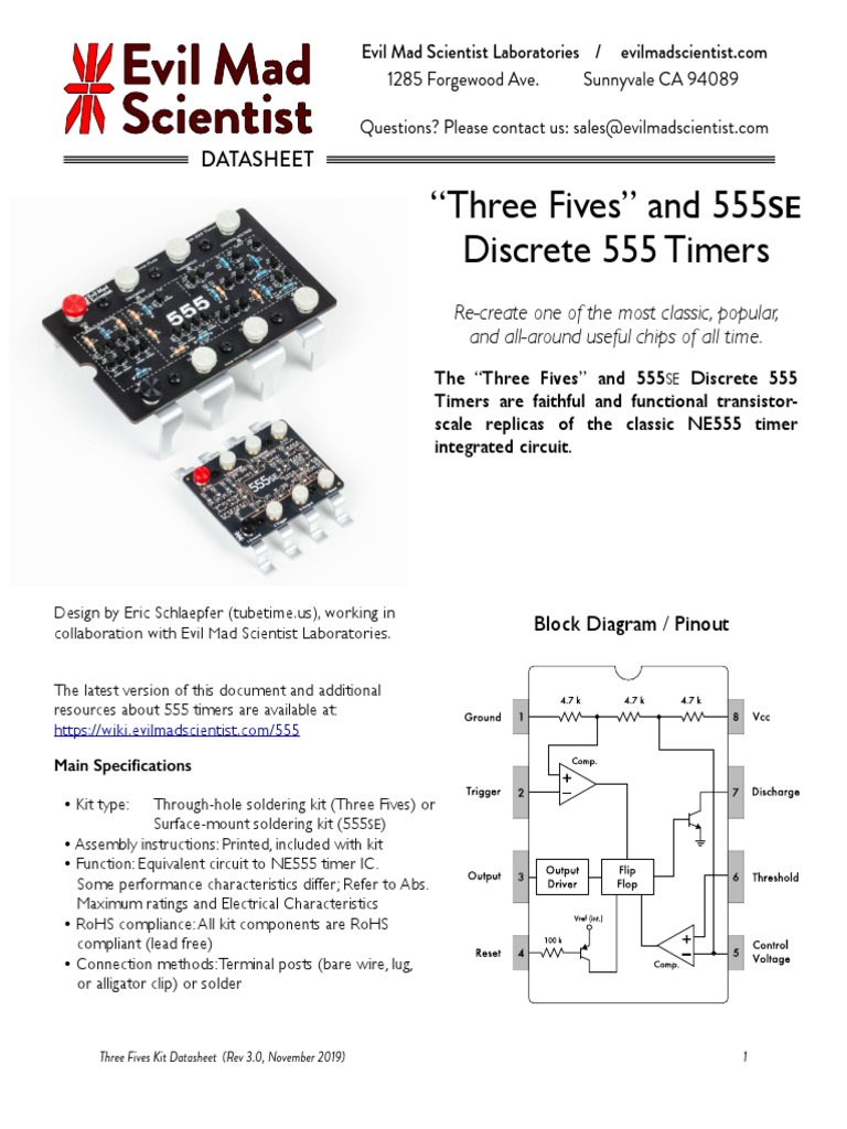 "Three Fives" and 555 Discrete 555 Timers: Datasheet | PDF | Printed ...