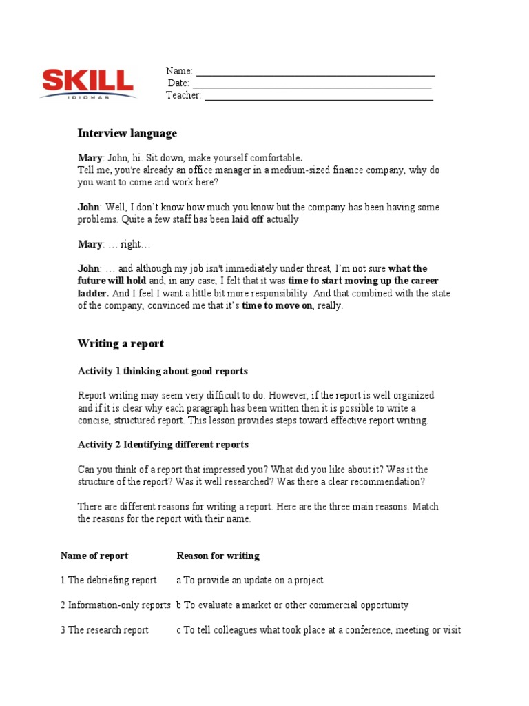 Reports I Interview Language | PDF | Business