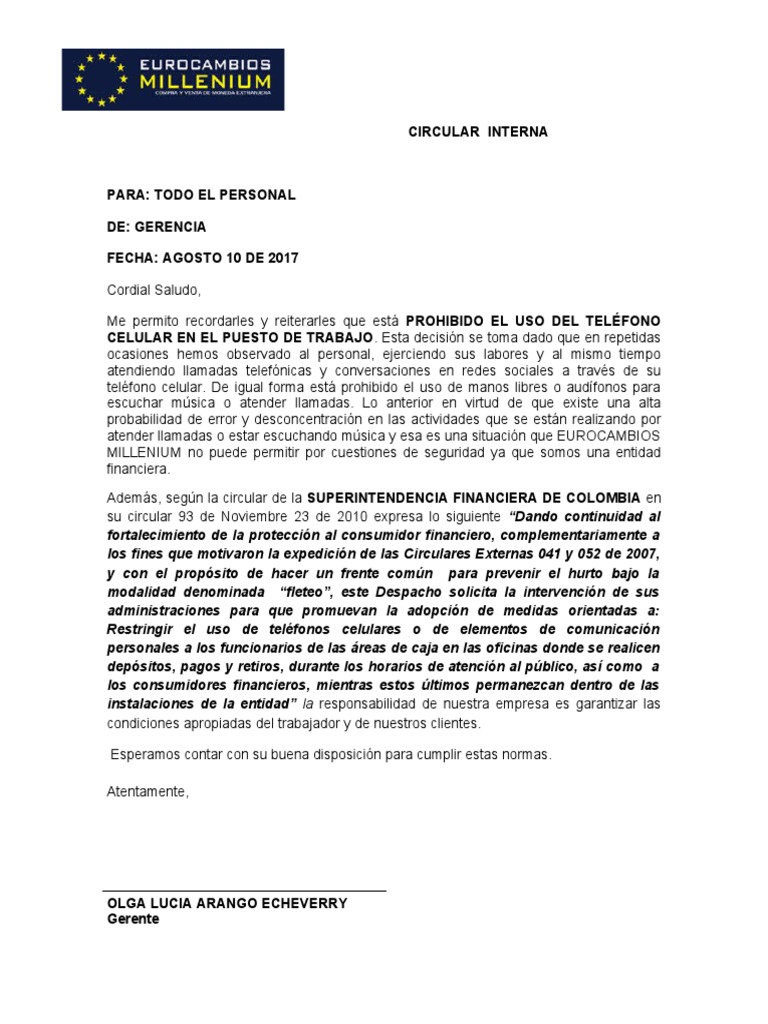 Circular Interna | PDF | Teléfonos móviles | Business
