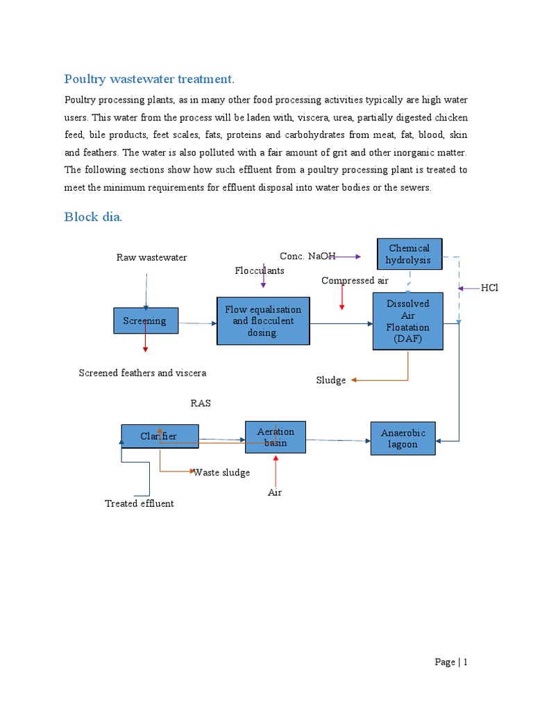 Poultry Wastewater Treatment Process | PDF