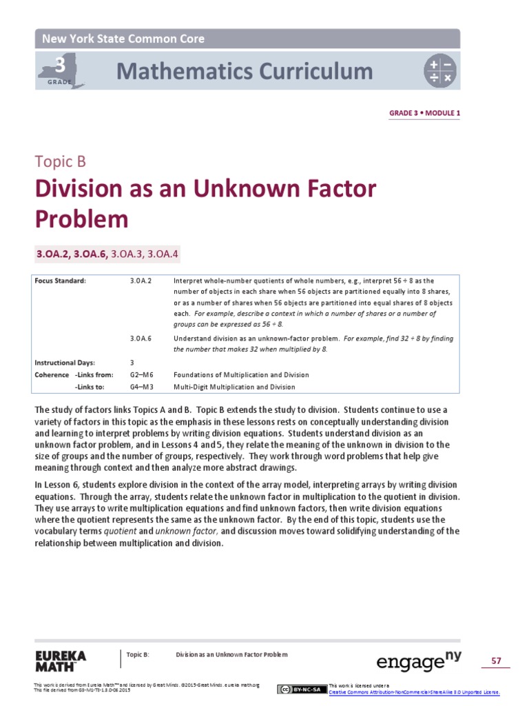 Division As An Unknown Factor Problem: Mathematics Curriculum | PDF ...