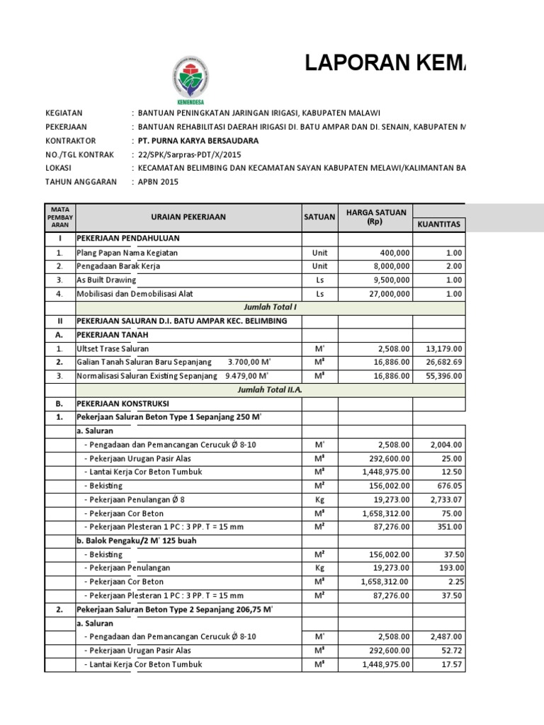 4-Laporan Kemajuan Pekerjaan 100% | PDF