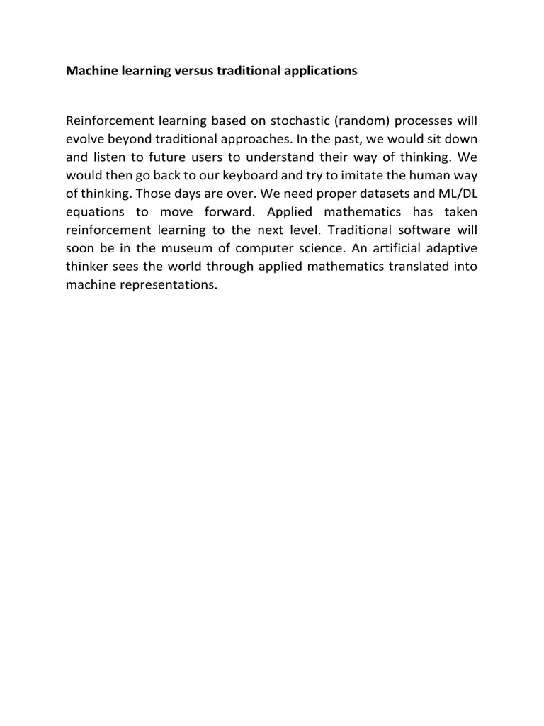 Machine Learning Versus Traditional Applications | PDF