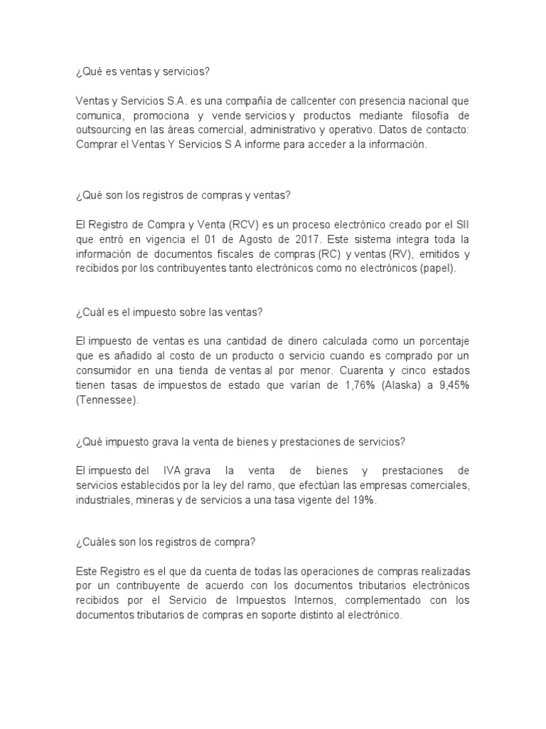 Qué Es Ventas y Servicios | PDF