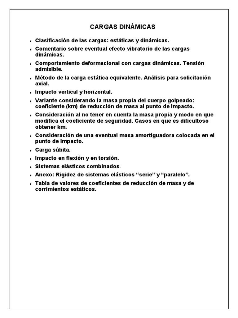 Cargas Dinamicas 2010 | PDF | Elasticidad (Física) | Fractura