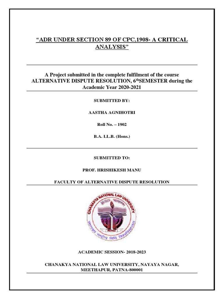 Adr 1902 Final Draft | PDF | Alternative Dispute Resolution | Arbitration