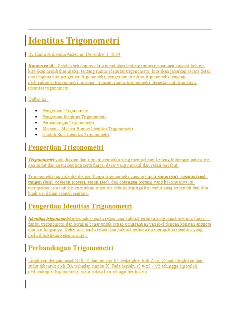 Belajar Trigonometri | PDF