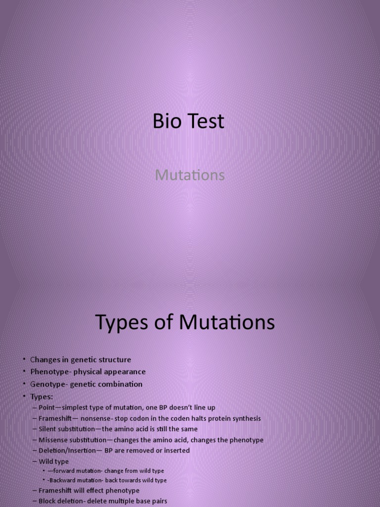 Bio Test Mutations | PDF | Meiosis | Mitosis