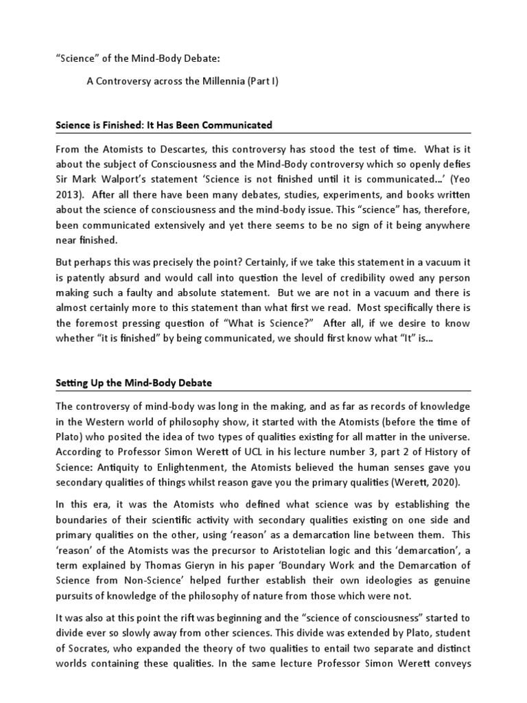 "Science" of The Mind-Body Debate - A Controversy Across The Millennia ...