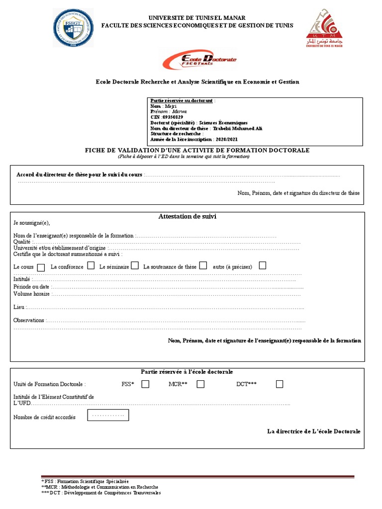 Fiche de Validation | PDF | Doctorat | Academia