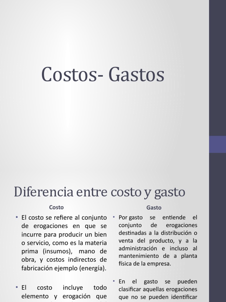 Diferencia Entre Costo y Gasto | PDF | Costo | Empresas