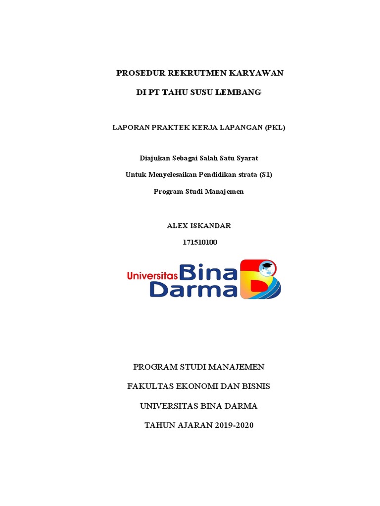 Alex Iskandar - 171510100 - Manajemen - PKL1 | PDF