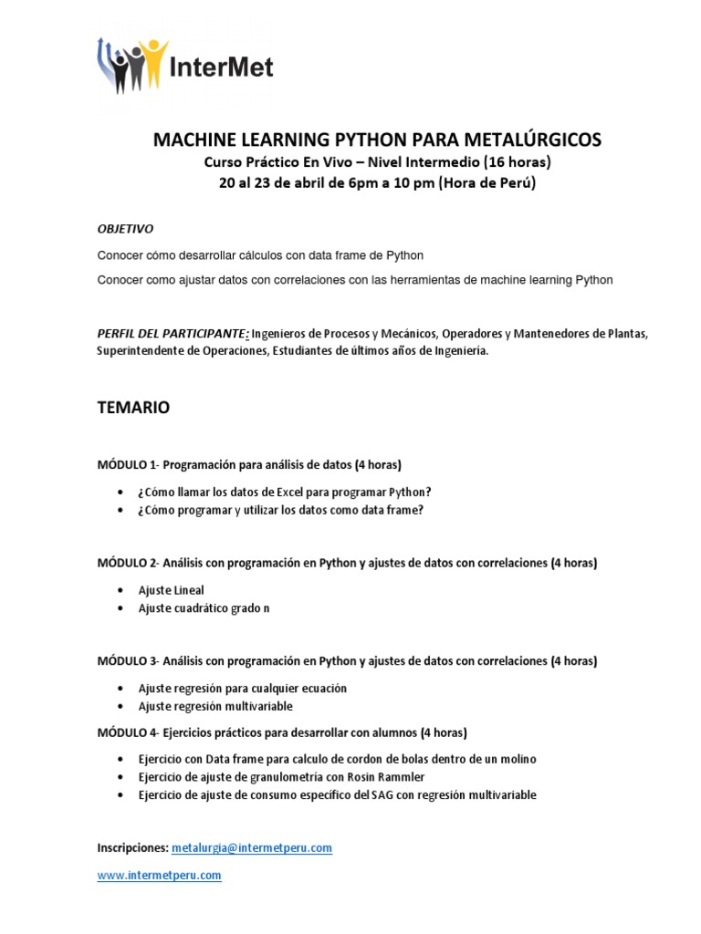 TEMARIO Machine Learning Python para Met Intermedio | PDF | Informática ...