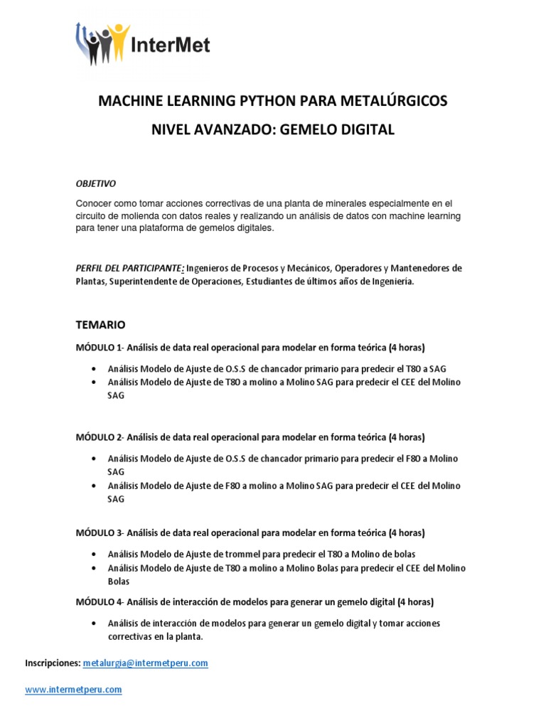 TEMARIO Machine Learning Python AVANZADO para Metalurgicos | PDF