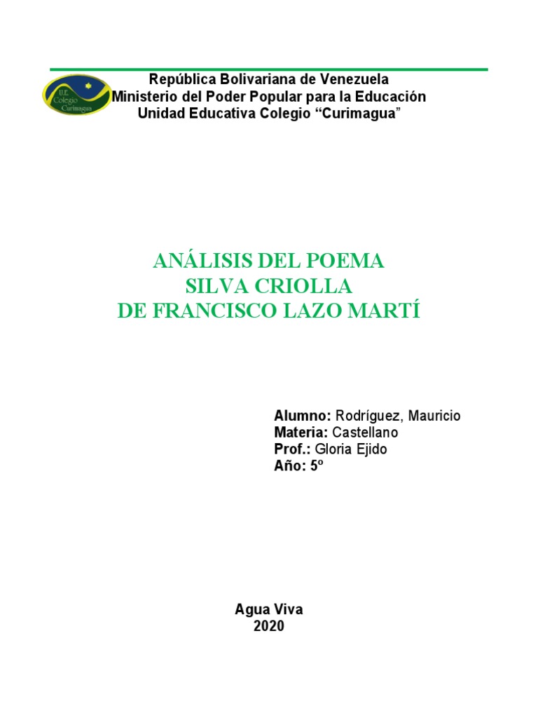 5to A - SILVA CRIOLLA V6 Def | PDF | Poesía | Venezuela