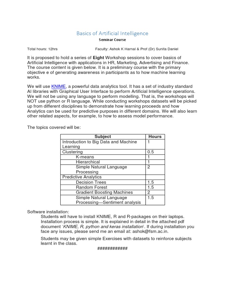 Basics of AI-course | PDF