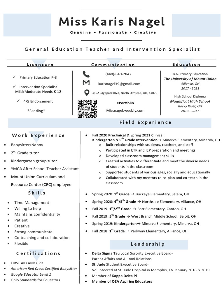 Miss Karis Nagel Resume | PDF | Teachers | Behavior Modification