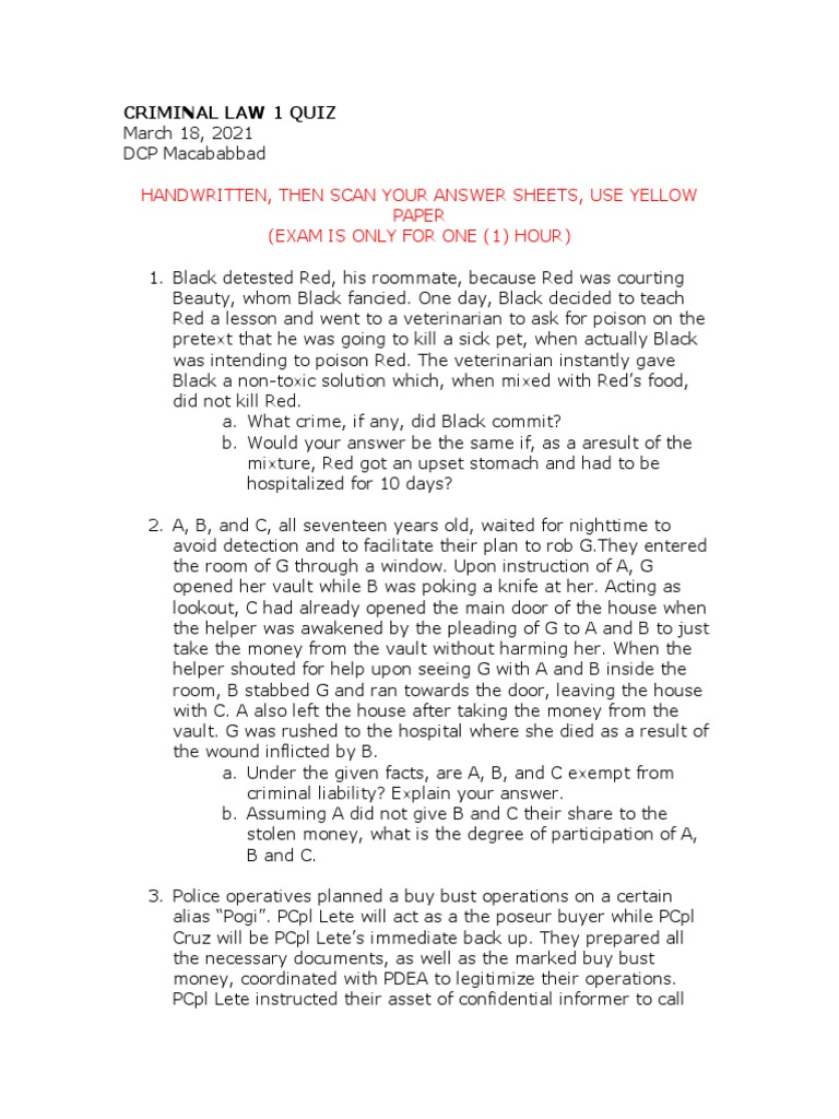 Handwritten, Then Scan Your Answer Sheets, Use Yellow Paper (Exam Is ...