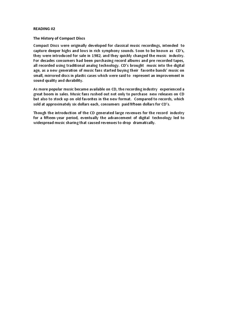 The History of Compact Discs | PDF