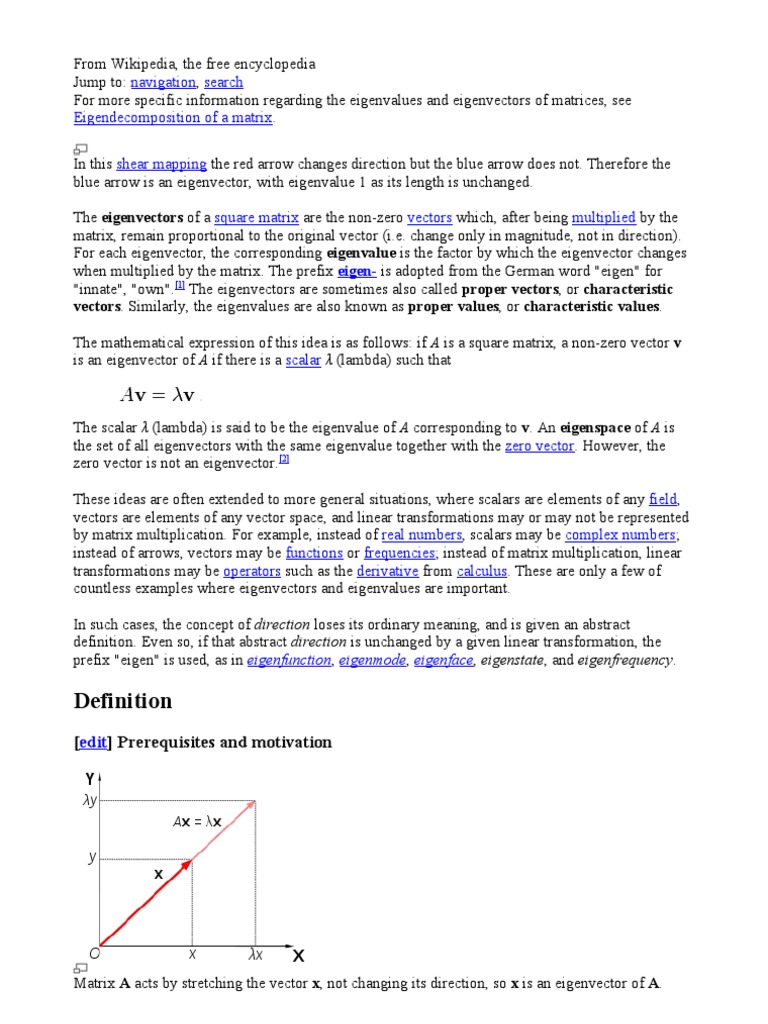 Definition Eigenvalue and Eigenvector | PDF | Eigenvalues And Eigenvectors | Vector Space