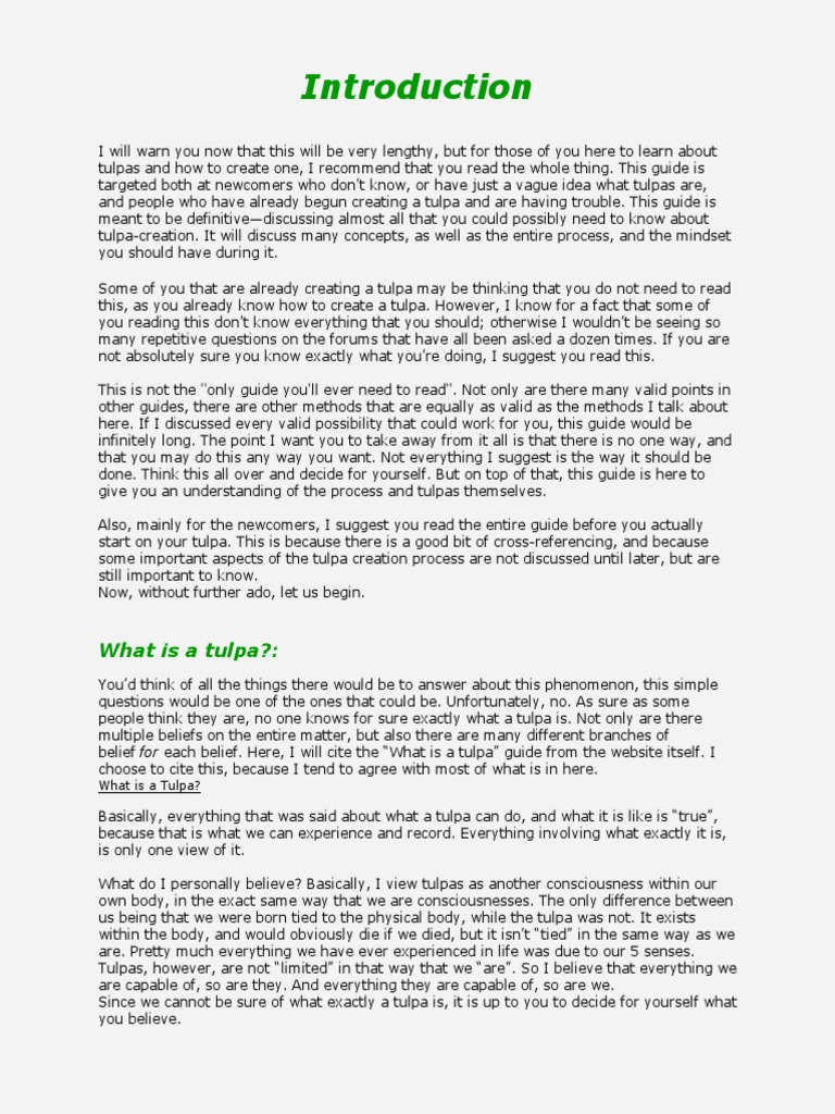 Complete Guide to Creating Your First Tulpa | PDF | Reason | Emotions