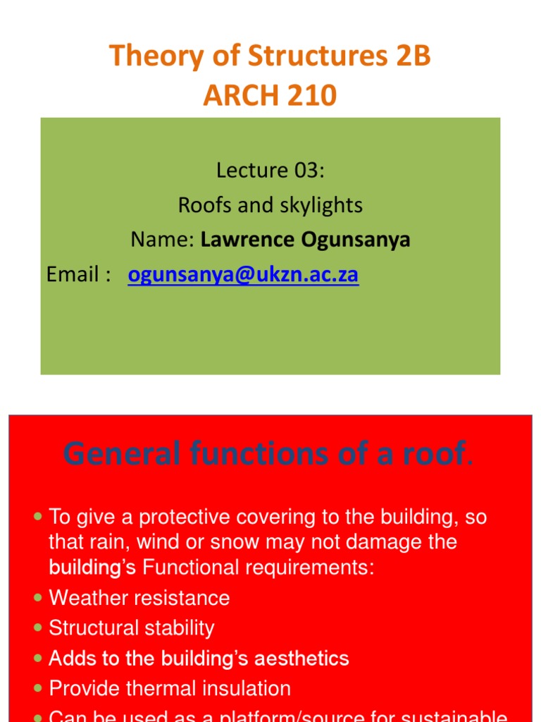 Structures 2B - Lecture Notes 03 - Roof and Skylight Types | PDF | Roof ...