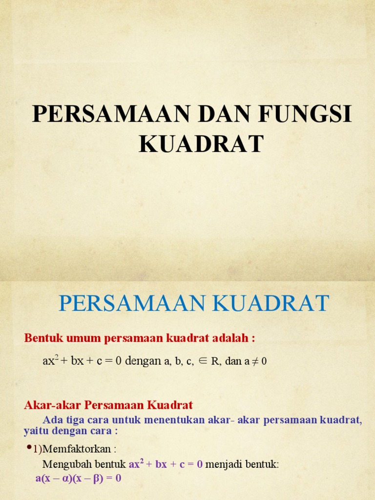 Persamaan Dan Fungsi Kuadrat | PDF