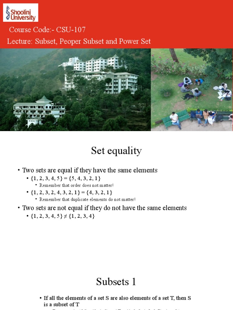 Lecture3. Sub Set, Proper Subset and Power Set | PDF | Set (Mathematics) | Mathematical Logic