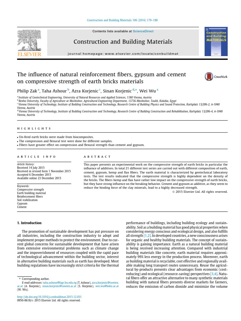The Influence of Natural Reinforcement Fibers, Gypsum and Cement On ...
