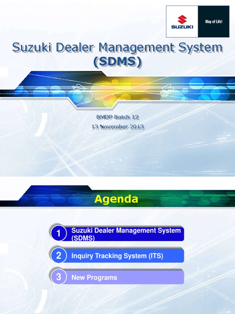 Suzuki Dealer Management System: (SDMS) | PDF | Microsoft Excel | Computing