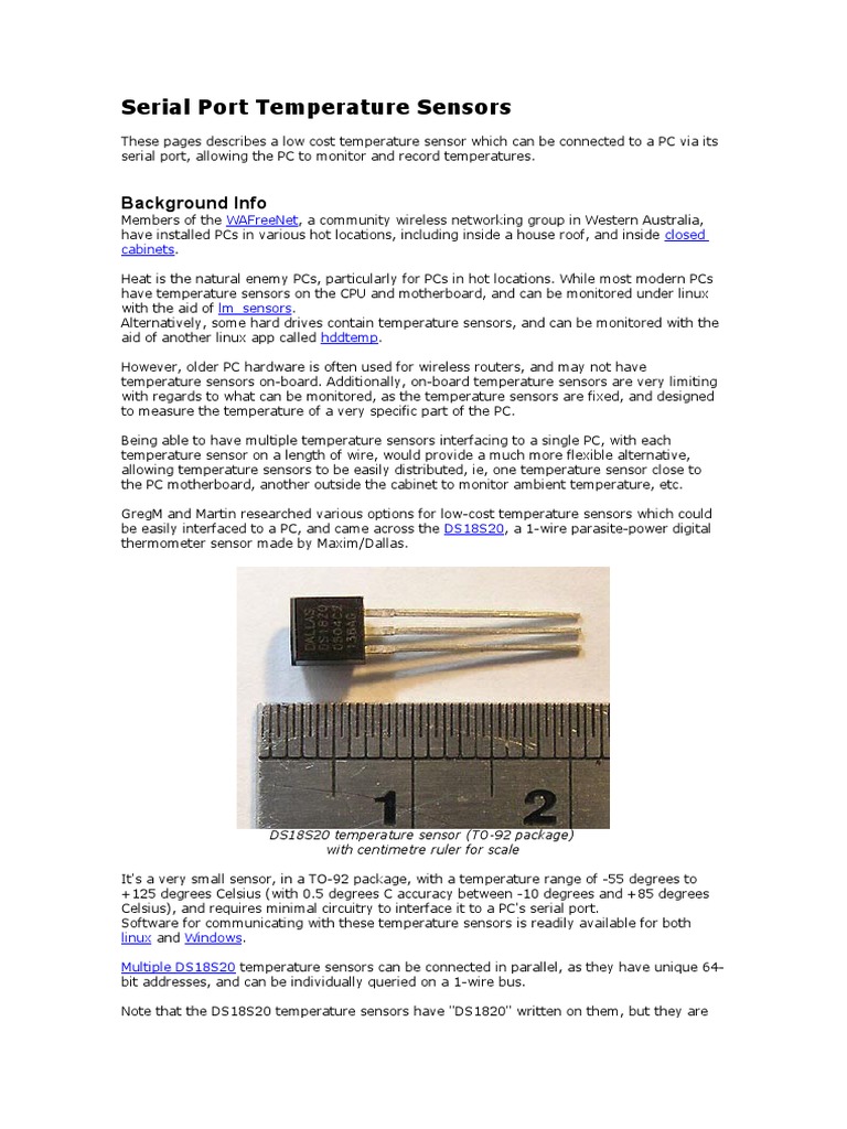 Serial Port Temperature Sensors | PDF | Thermometer | Personal Computers