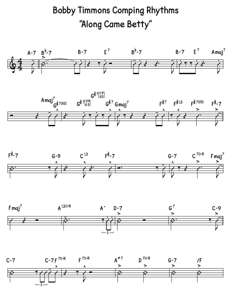 Jazz Comping Rhythms for "Along Came Betty" | PDF