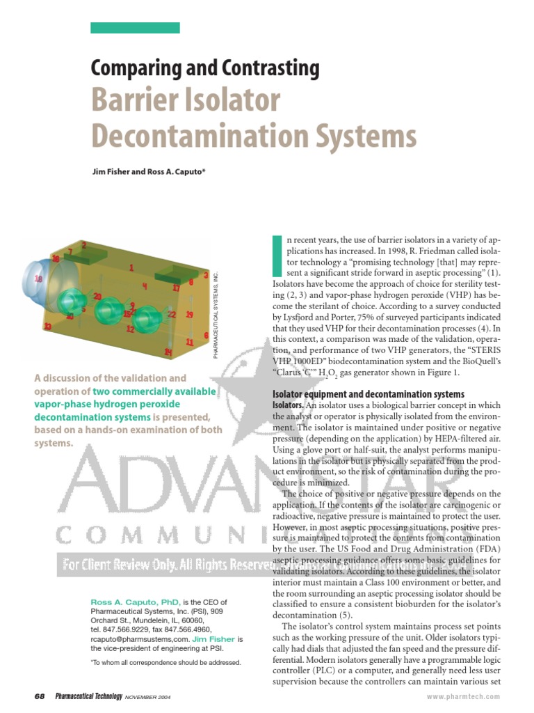 Barrier Isolator Decontamination Systems: Comparing and Contrasting ...