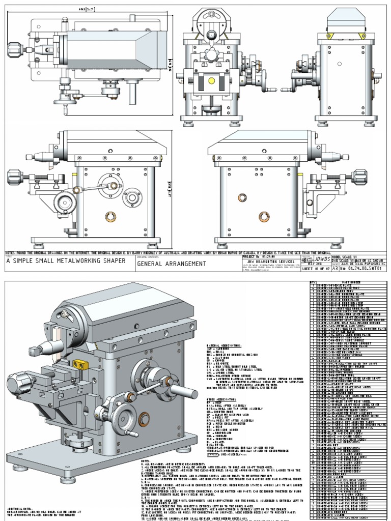 General Arrangement A Simple Small Metalworking Shaper: Jdwds | PDF ...