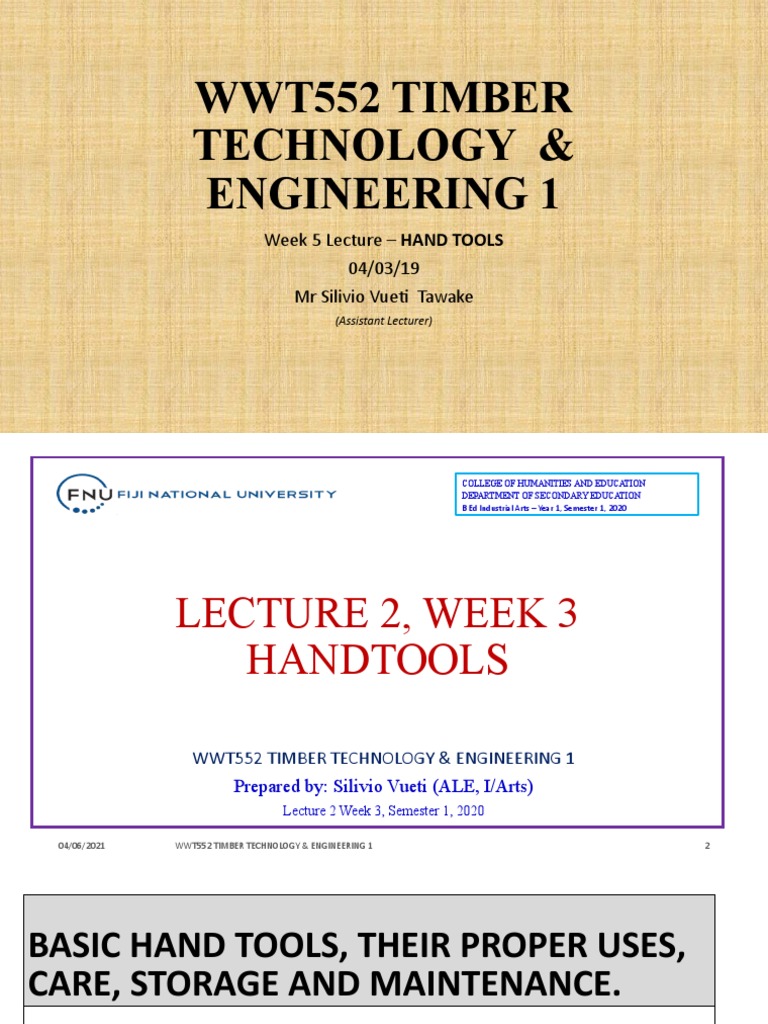 Lecture 2 - Week 3 - Hand Tools | PDF | Equipment | Crafts