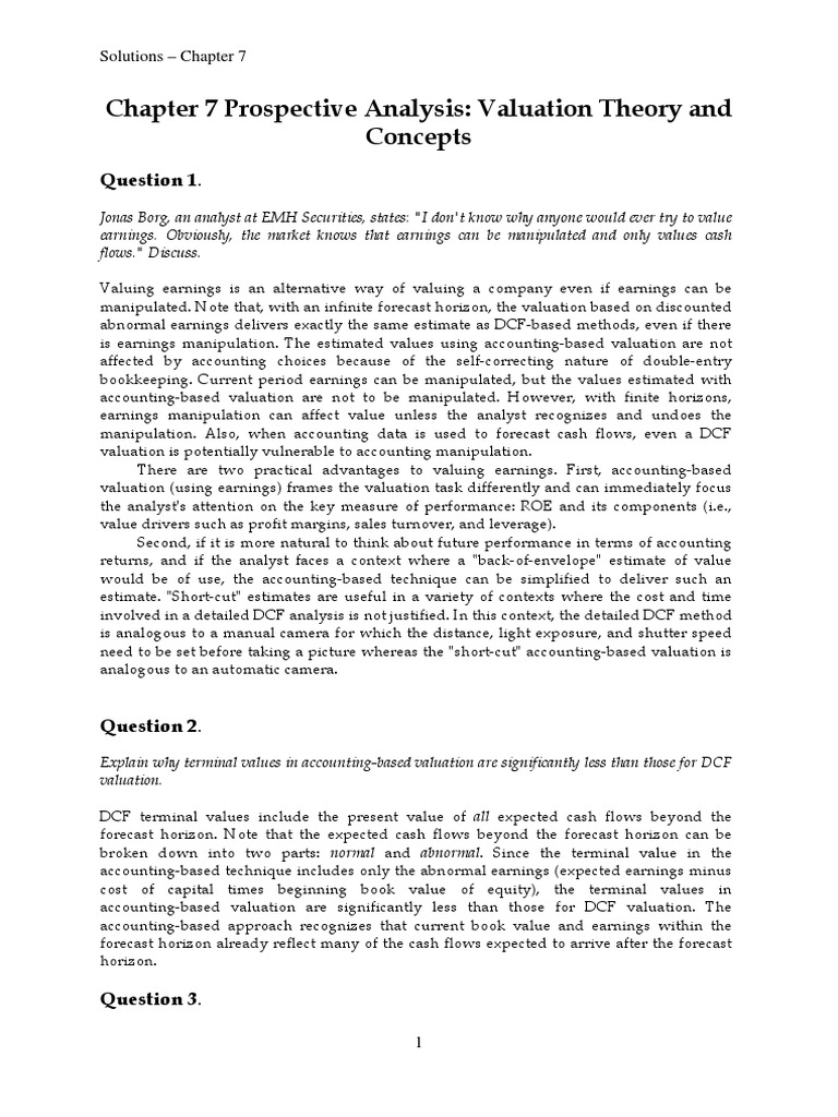 Chapter 7 Prospective Analysis: Valuation Theory and Concepts | PDF ...