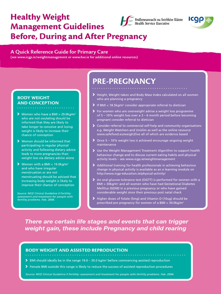 Pregnancy Guidelines | PDF | Body Mass Index | Gestational Diabetes