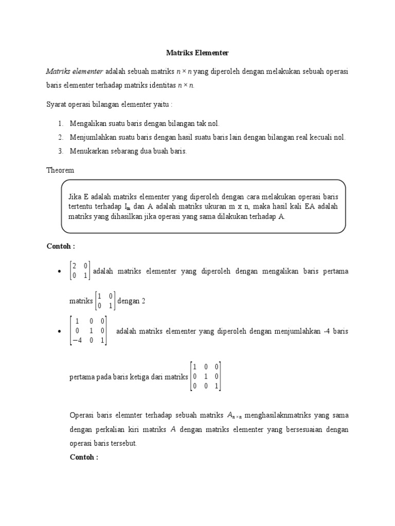 Matriks Elementer | PDF