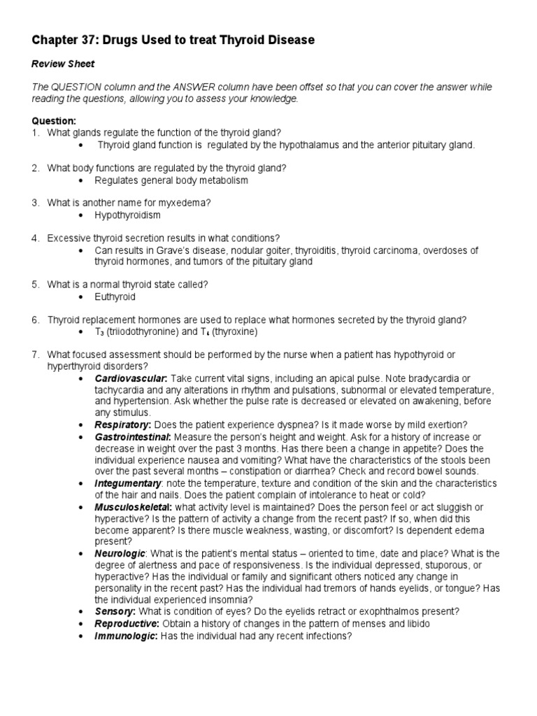 Chapter 37: Drugs Used To Treat Thyroid Disease | PDF | Hyperthyroidism | Corticosteroid