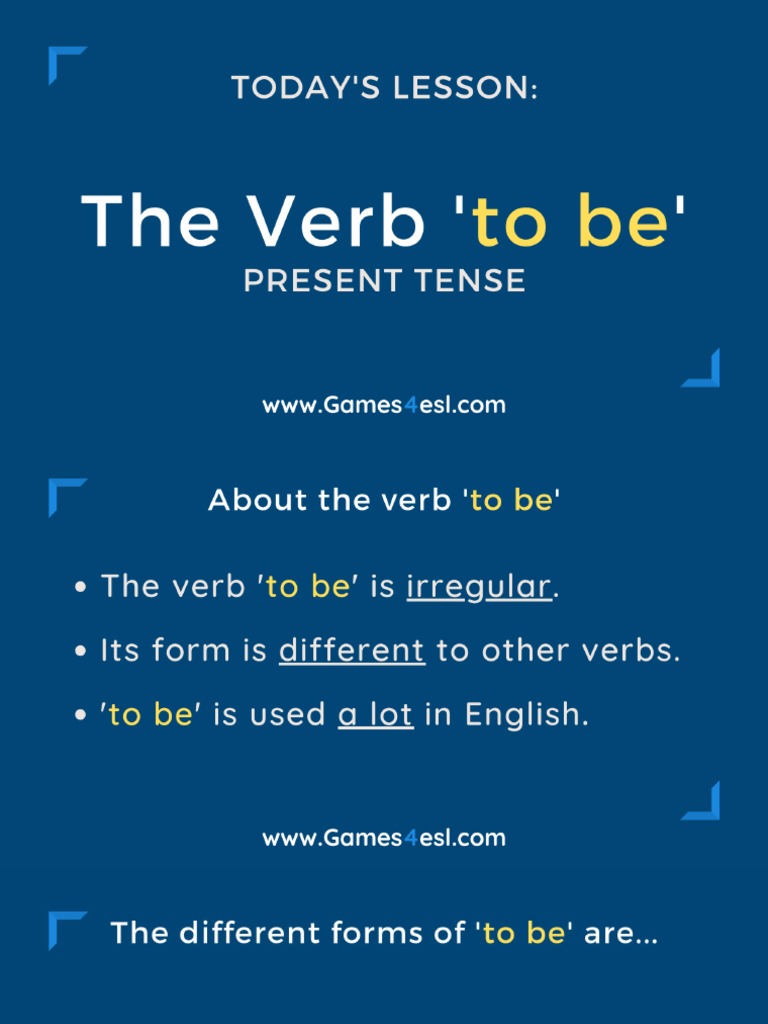 Be Verb Present Tense Form PowerPoint Lesson | PDF