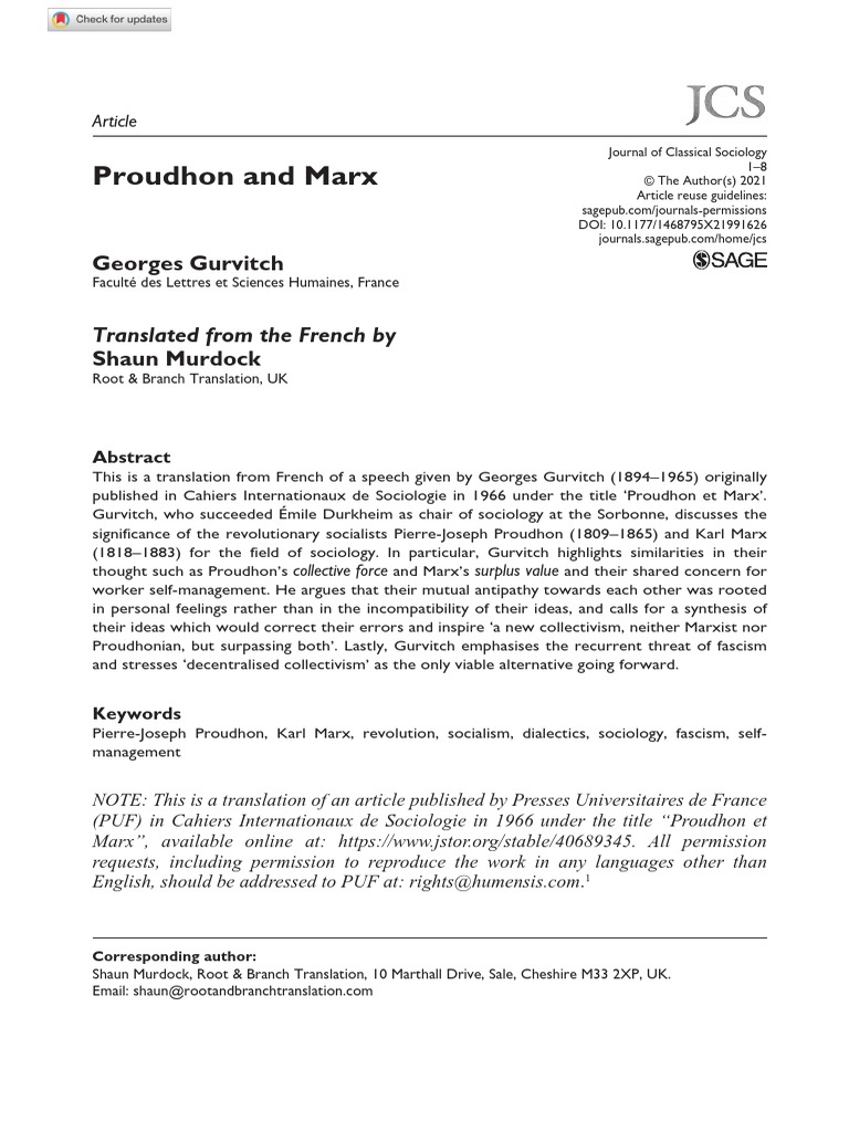 Proudhon and Marx | PDF | Karl Marx | Dialectic