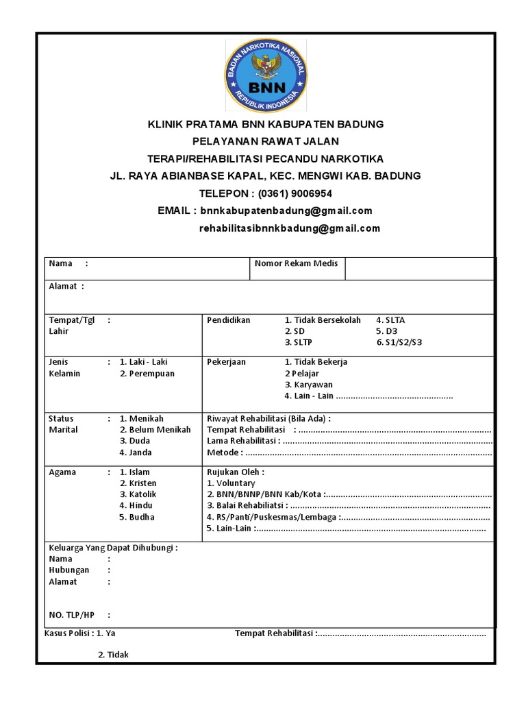 Form Rekam Medis | PDF