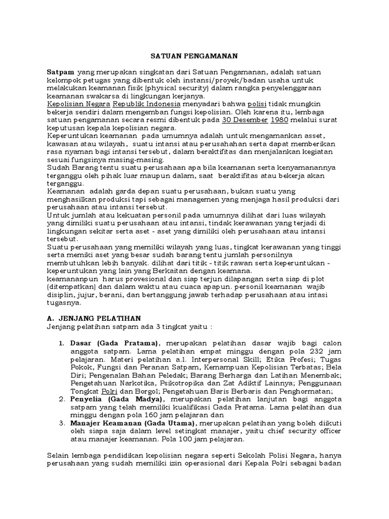Pedoman Satpam | PDF | Ilmu Sosial