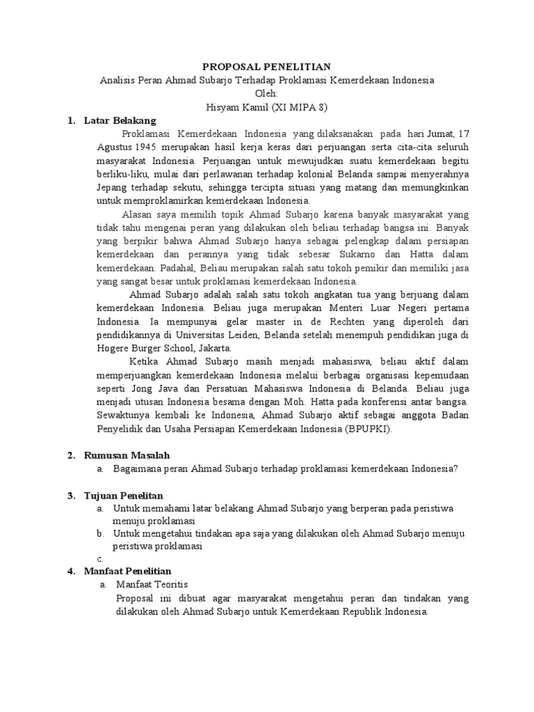 Proposal Penelitian Ahmad Subarjo | PDF | Politik | Ilmu Sosial
