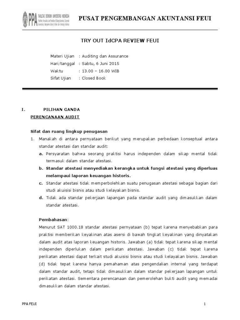 Auditing Solusi TM 1 Quiz | PDF