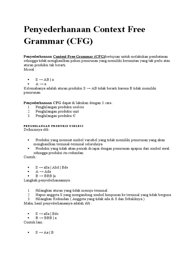 Penyederhanaan Context Free Grammar | PDF