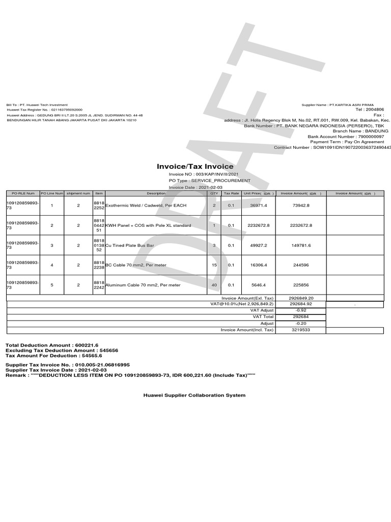 Draft: Invoice/Tax Invoice | PDF | Invoice | Services (Economics)