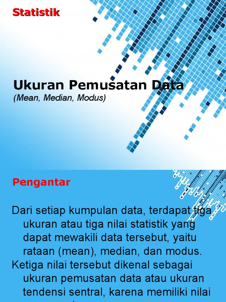 Ukuran Pemusatan Data Mean Median Dan Modus | PDF