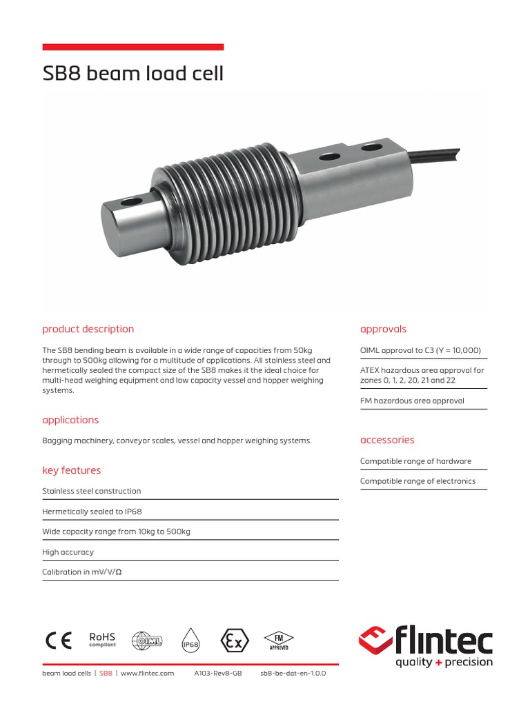 SB8 Beam Load Cell: Product Description Approvals | PDF ...