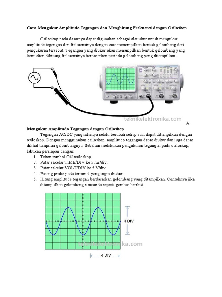 Cara Mengukur Amplitudo Tegangan Dan Menghitung Frekuensi Dengan Osiloskop | PDF